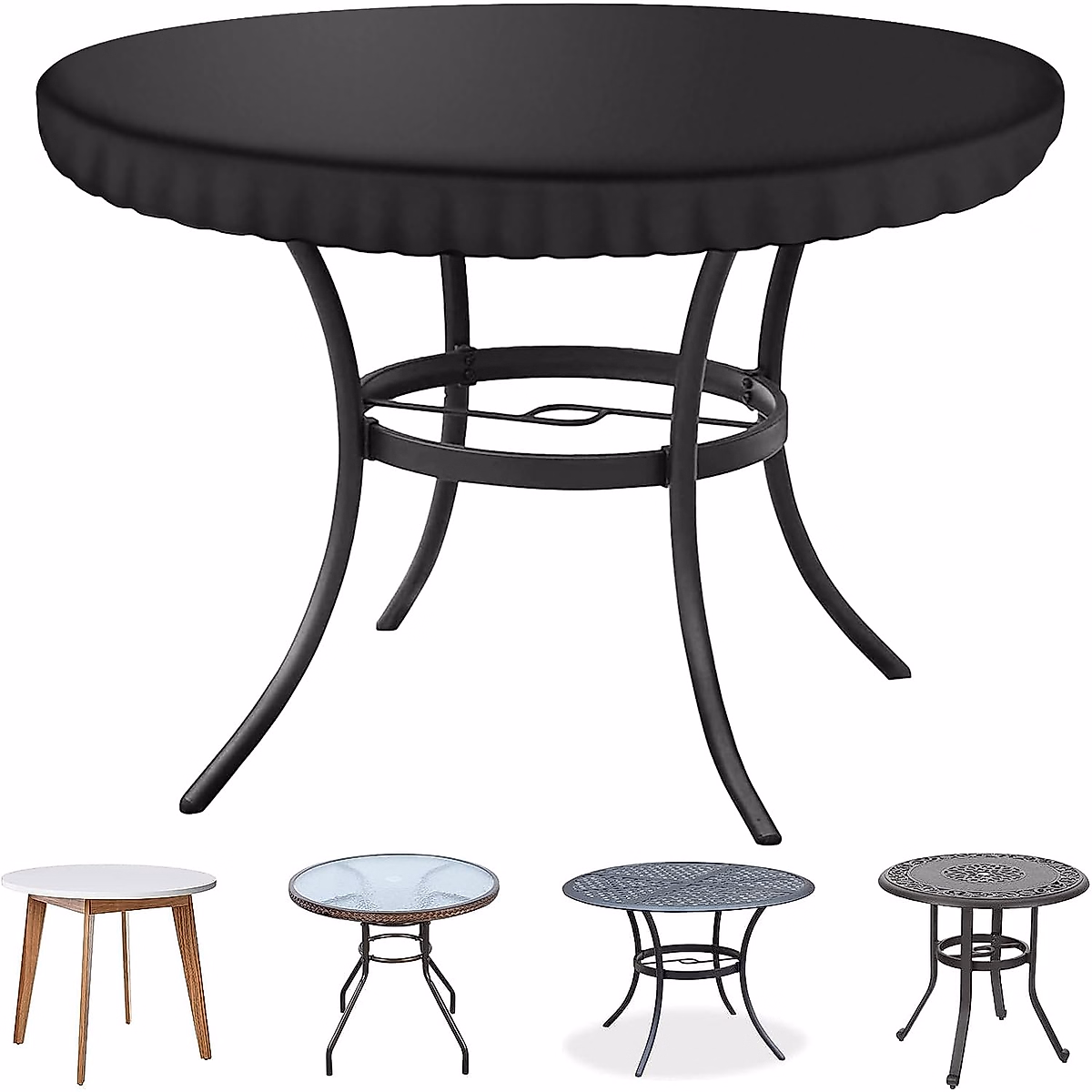 Kovshuiwe Round Outdoor Patio Furniture Covers 30.7" Dia x 4" H Black,Garden Table Cover Round,Garden Furniture Cover Fitted Round Outdoor and Indoor Use, Waterproof Table Cover, 600D Oxford Fabric