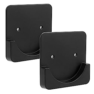 NearMoon Adhesive Shower Curtain Rod Holder | Rod Retainer | No Drilling | 3M Adhesive | Stick On | Shower Curtain Rod Not Included | 2 Pack (Matte Black)
