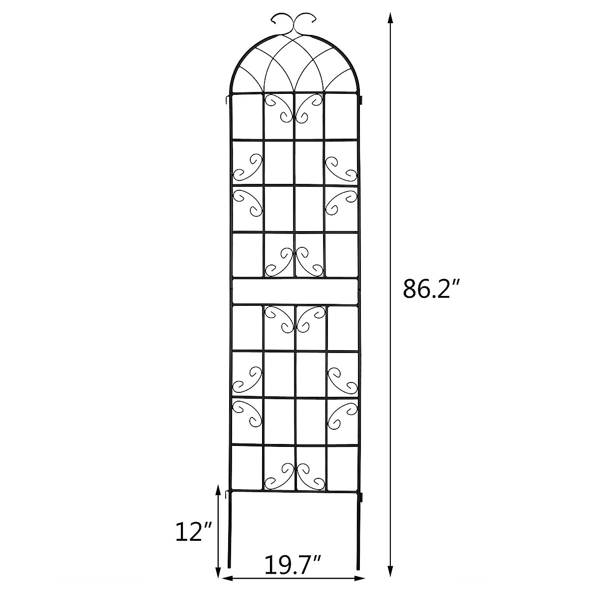 ZBPRESS 4 Pack 86.2x19.7in Metal Garden Trellis for Climbing Plants,Black Metal Garden Trellis for Vines Plant Rose Vegetable Support,Large Decorative Outdoor Trellis