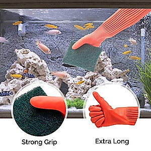 AroPaw Aquarium Cleaning Tools Set 22 Inch Waterproof Gloves, Aquarium Cleaner Fish Tank Sponge
