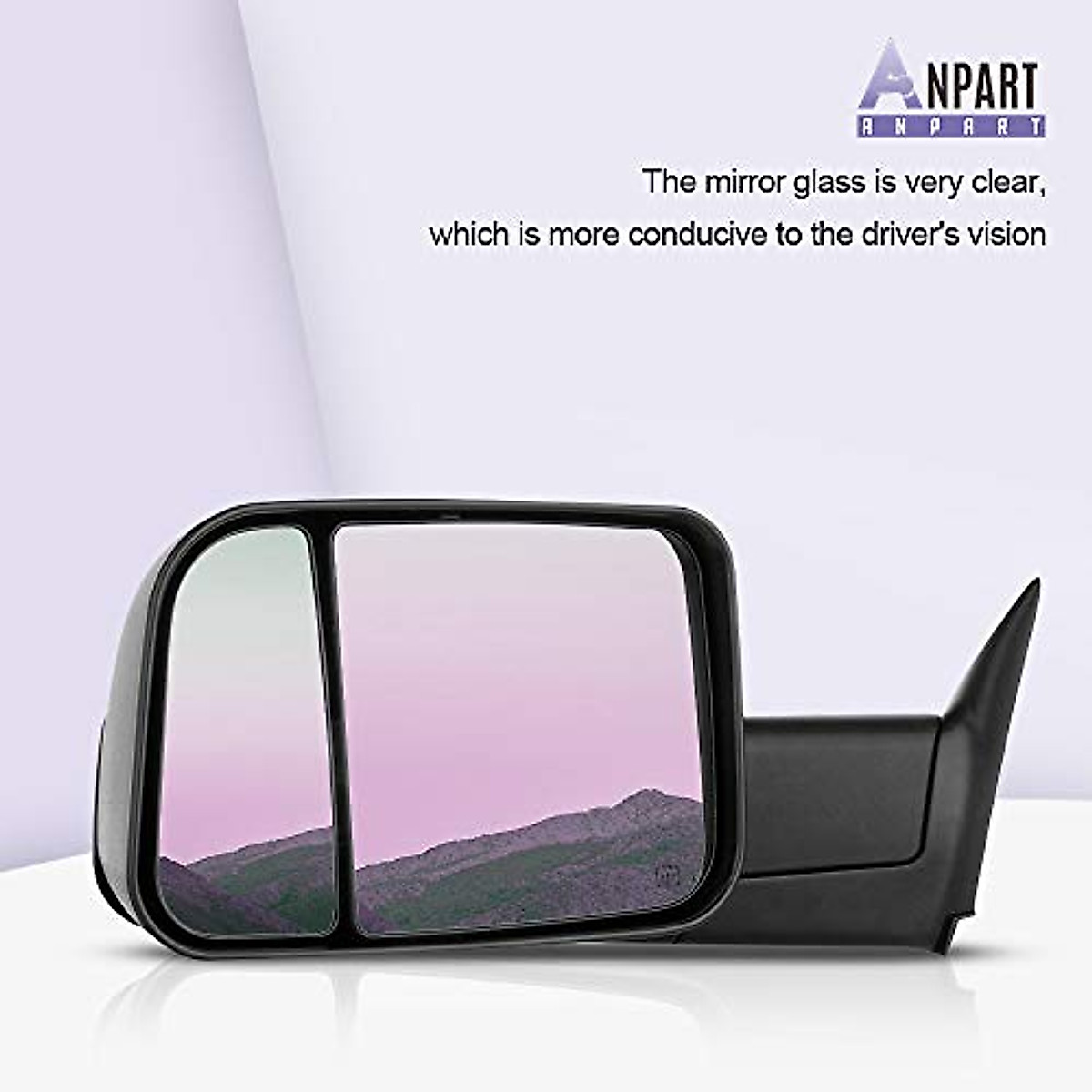 ANPART Towing Mirrors Fit for 1998-2002 FOR DODGE For Ram For 1500 Ram For 2500 Ram For 3500 Truck Tow Mirrors With A Pair LH and RH Side Power Regulation with Heating No Turn Signal Lamp