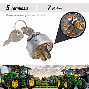 Tractor Ignition Switch Replacement for K1122-62110 AM119111 Compatible with John Deere STX38 STX46 Scotts Sabre S 1642 1742 2046 1438 16/46 Kubota T1460 T1570 T1670 T1760S T1870S