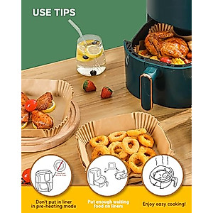 Katbite 130PCS 6.3 IN Disposable Air Fryer Paper Liners, Square Air Fryer Liners for 3 to 5 Qt Fryer, Unbleached Non-Stick & Oil-proof Parchment Paper