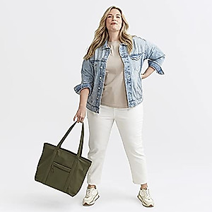 Vera Bradley Women's Cotton Vera Tote Bag, True Black - Recycled Cotton, One Size