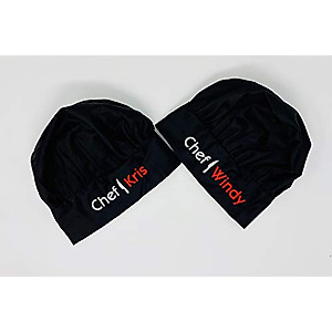 Embroidered Chef Hat with Custom Name a Great Gift Adult Premium Quality (Black)