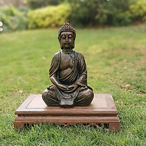 ZOWIE KING Meditating Buddha Statue for Home, 12" Buddha Decor Desk Zen Garden Buddah Decoration Home Figurine