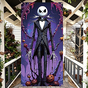 The Nightmare Before Christmas Door Cover Halloween Jack Skellington Birthday Party Front Door Porch Banner Photography Decoration