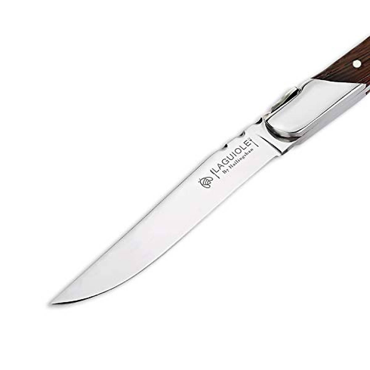 Steak Knives Set of 6, Hailingshan Stainless Steel Straight Blade Premium Gift Boxed Dishwasher Safe Polished Sharp Table Dinner Cutlery Flatware Laguiole Steak Knives 22cm 6 Pieces-Wenge Wood Handle