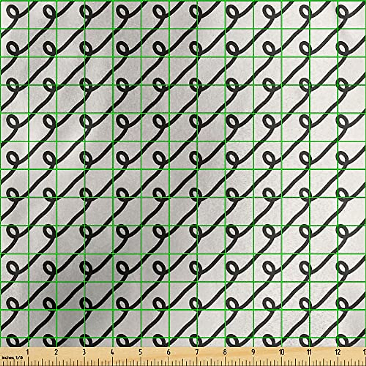 Ambesonne Abstract Fabric by The Yard, Basic Diagonal Knots or Streaks Drawn by Hand in Monochrome Style, Decorative Satin Fabric for Home Textiles and Crafts, 1 Yards, Charcoal Grey Eggshell