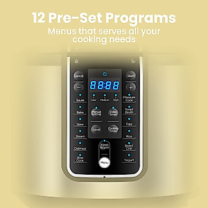 COMFEE’ 6 Quart Pressure Cooker 12-in-1, One Touch Kick-Start Slow Cooker & Rice Cooker, 6-in-1 Stainless Steel Multi Cooker, 2 QT, 8 Cups Cooked(4 Cups Uncooked), Brown Rice, 6 One-Touch Programs