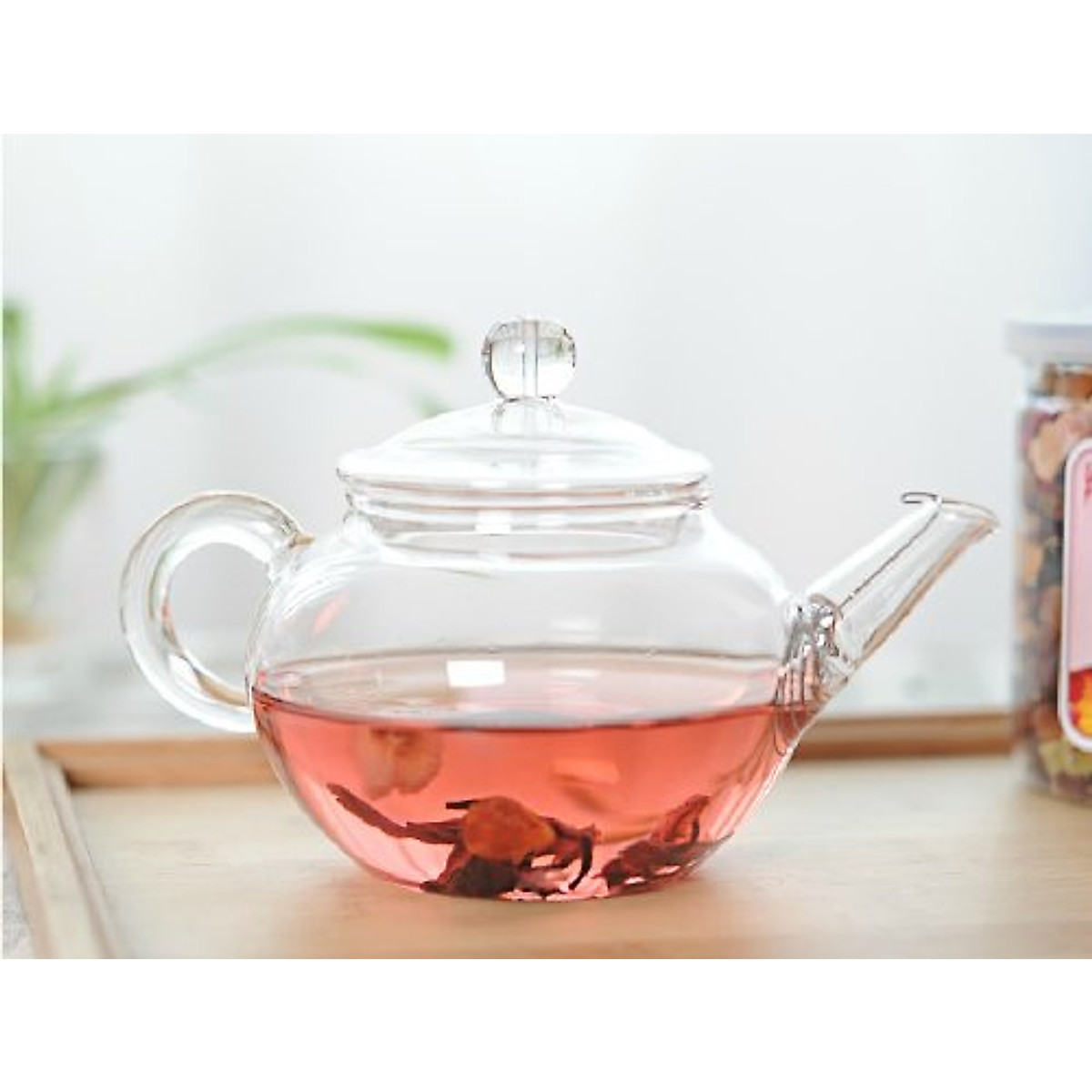 Moyishi Glass Teapot Tea Cup Glass with Infuser and Lid Green Tea Cup (200ml Tea pot)