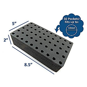 Polar Whale Test Tube Rack Black Foam Storage Rack Organizer Stand Transport Holds 50 Tubes Fits up to 10mm Diameter