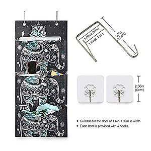 WELLDAY Hanging Storage Bag Elephant Dots Wall Door Closet 4 Pockets Organizer