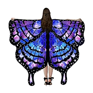 Shireake Baby Butterfly Wings Costume, Double-Sided Printing Adult Halloween Butterfly Cape Costume Women Party