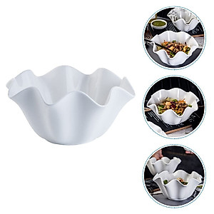 CALLARON Bowl Serving Dishes Ceramic Sauce Dishes Flower Shape Porcelain Side Dish Dip Bowl Japanese Seasoning Serving for Soy Sauce Ketchup Appetizer BBQ Snack Soup Rice 8.3inch Plastic