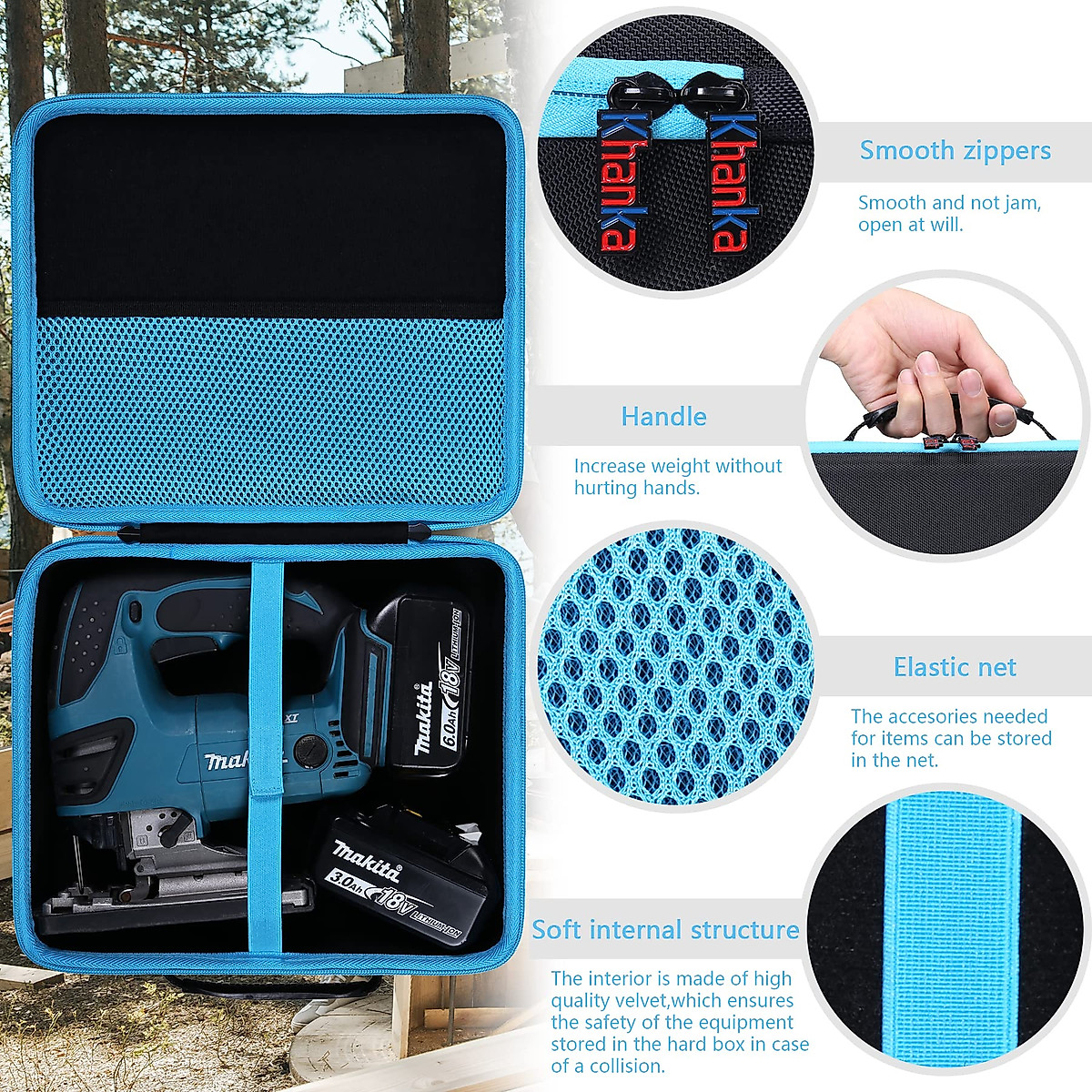 khanka Hard Case Replacement for Makita XVJ03Z 18V LXT Lithium-Ion Cordless Jig Saw, Case Only