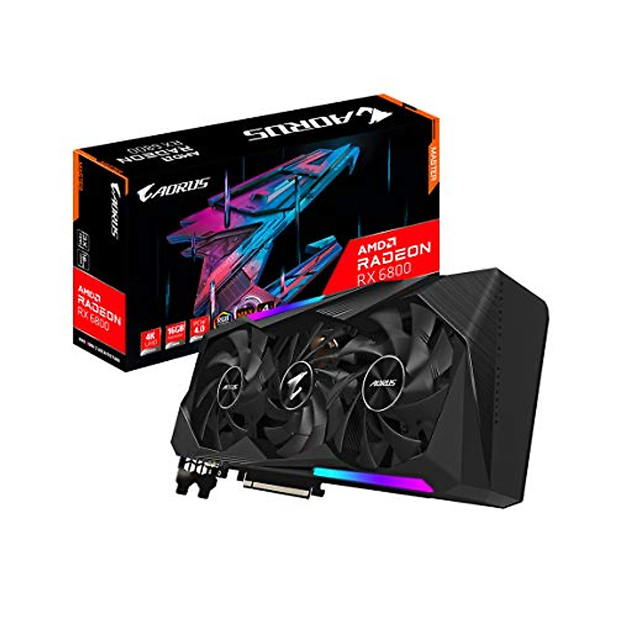 Gigabyte AORUS Radeon RX 6800 Master 16G Graphics Card, MAX-Covered Cooling, 16GB 256-bit GDDR6, GV-R68AORUS M-16GD Video Card