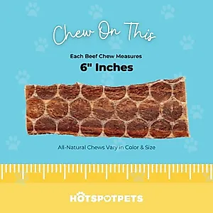 hotspot pets Beef Dog Treats Esophagus (6 Inches) - 100% Natural Healthy Chews for Dogs - Meat Jerky Snack with No Preservatives, Hormones & Antibiotics from Grass Fed Cattle (20 Pack)