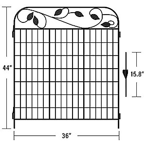 Amagabeli 4 Pack Metal Garden Fence Border 36”(L) x44”(H) Heavy Duty Tall Rustproof Decorative Garden Fencing Gate Panels Animal Barrier for Dog Iron Edge for Landscape Folding Flower Bed Leaf Black