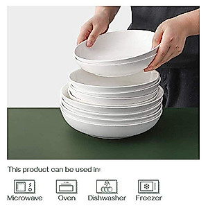 DOWAN Pasta Bowls 32oz, Large Salad Bowls, White Pasta Bowl Set of 6, Porcelain Fruit Bowl Plates, 8.5 inch Wide Shallow Plates, for Bread Meal Prep Bowls
