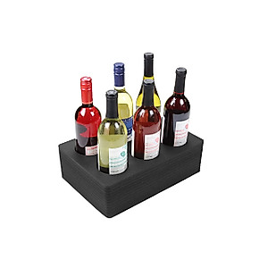 Polar Whale 2 Wine Holders Durable Black Foam Organizer Transport Protector Packer Bottle Case Car Truck SUV Van Seat Travel Protection 13.75 x 9.5 x 4 Inches Holds 6 Bottles