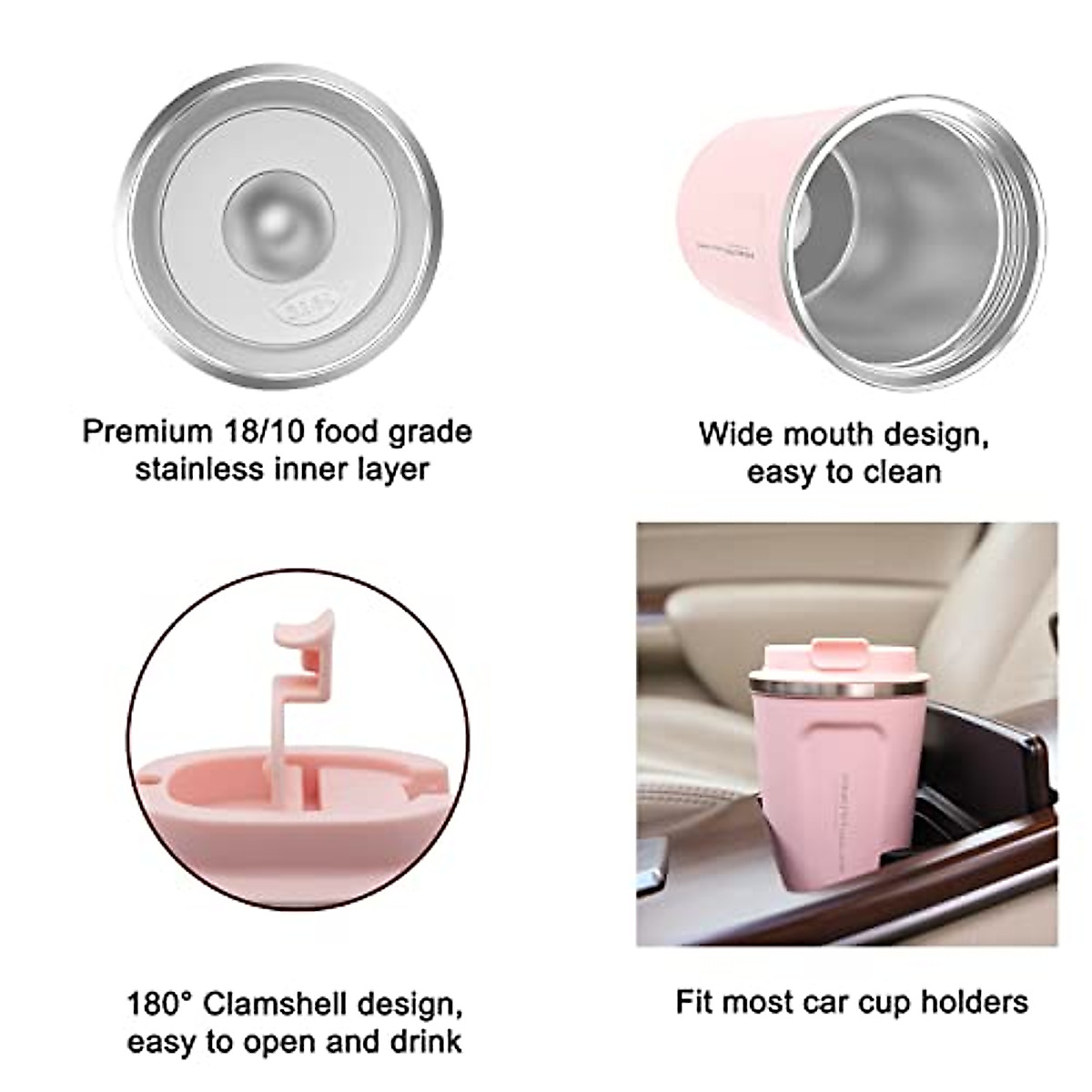 PINKAH 17OZ Stainless Steel Coffee Travel Mug On The Go, Double Walled Insulated Vacuum Coffee Tumbler Cup for Hot/Cold Coffee