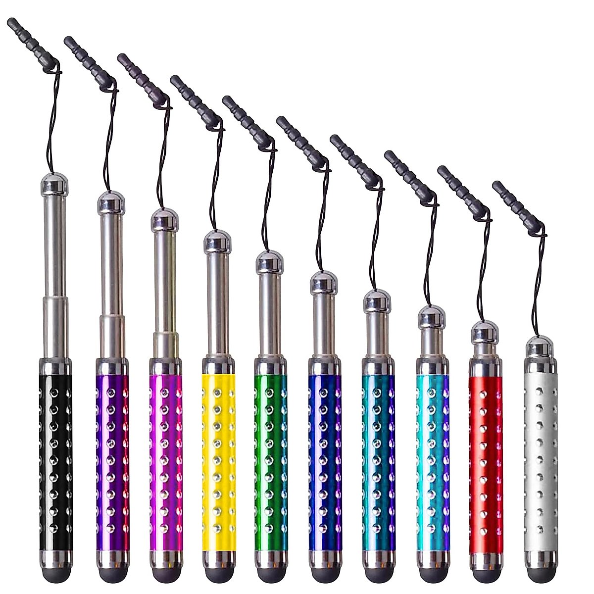 IC ICLOVER 10PCS Bling Retractable Stylus Pens for iPhone 14/13/12/11/PRO/Max/X/XS MAX, iPad, iPod, Samsung, Android Phone, Kindle, Tablet PC, Compatible with All Device with Capacitive Touch Screen