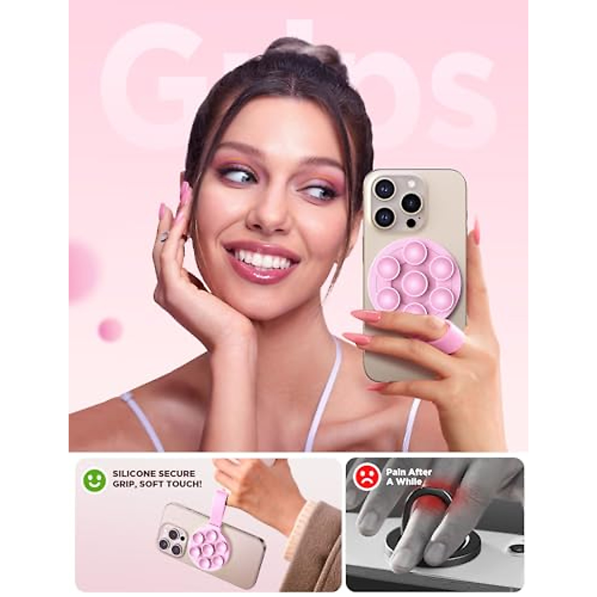 JOYROOM Magnetic Suction Phone Case Mount, Silicone Suction Cup Phone Grip Holder Stand for iPhone & Android, Hands-Free Cell Phone Accessory Holder for Selfies & Tiktok Videos