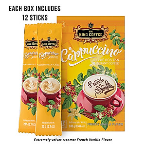 King Coffee Cappuccino French Vanilla-Box 12 sticks