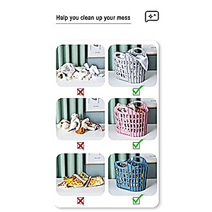 Collapsible Laundry Hamper, Large Clothes Hampers for Laundry,Fold Flat Easy Breathable Store Clothes High Capacity Laundry Basket Hamper, PP Plastic Storage Laundry Basket with Dual Handles,Toys Organizers and Storage Laundry Bin，laundry classifier，Pla