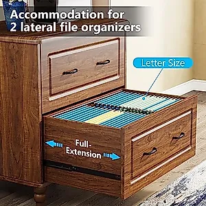 LITTLE TREE 2 Drawer Wood Lateral Filing Cabinet with Solid Wooden Legs,File Storage Cabinet with Anti-tilt Mechanism for Home Office