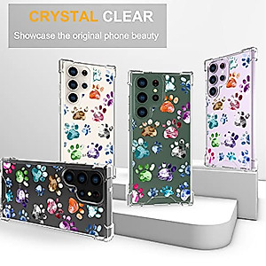 ENDIY Samsung Galaxy S23 Ultra Case Cute Dogs Paws for Women Girls Girly Designer Phone Case Clear with Design,Case Compatible with Samsung Galaxy S23 Ultra Case Transparent Dogs Paws