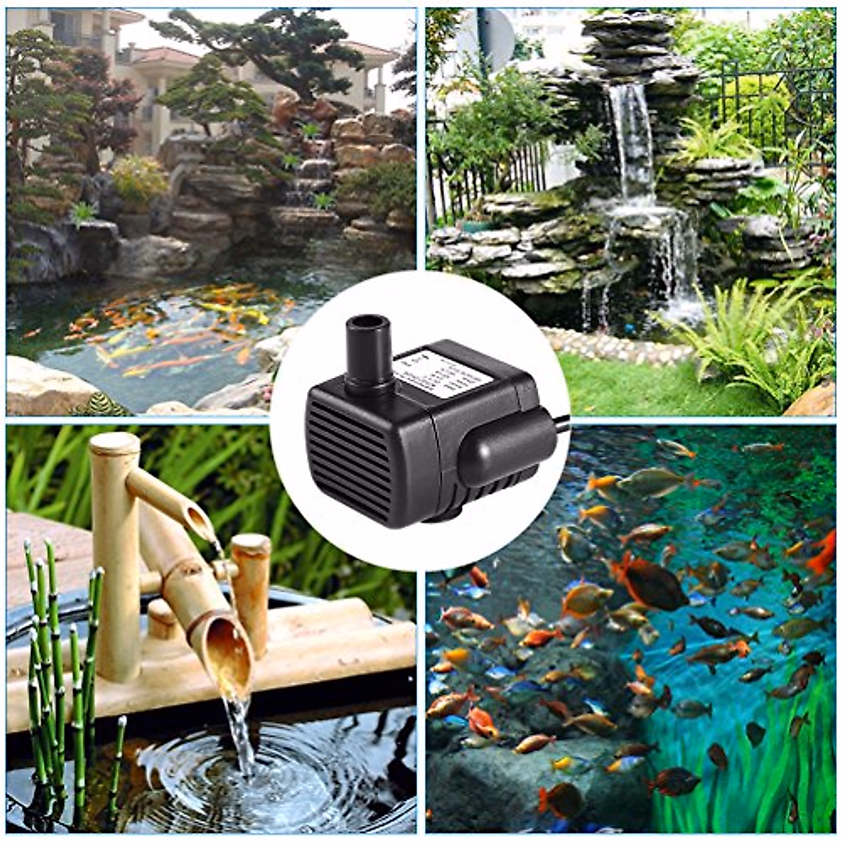 LEDGLE Mini USB Fountain Pump Compact Submersible Pumps Efficient 5V Water Pump for Small Pond, Fish Tank, Long Cord, 180L/H, Black