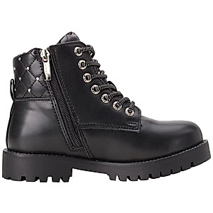 Vince Camuto Girls' Biker Boots - Quilted Chunky Combat Moto Biker Work Boots (Little Girl/Big Girl), Size 1.5, Black