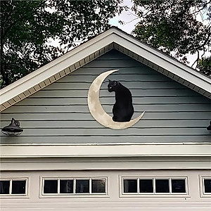 1pc Halloween Metal Sign Black Cat Moon Wall Hanging 11.8'' X 11.8'' Back Cat Metal Sign Wall Decoration For Halloween Decorations Wall Art Home Office Bedroom Living Room Bathroom Wall Decor