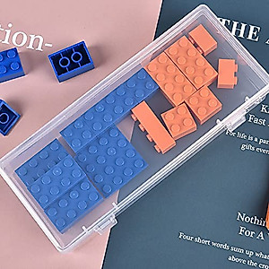 Thintinick 6 Pack Rectangular Clear Plastic Storage Containers Box with Hinged Lid for Beads and Other Small Craft Items (6.1 x 2.56 x 1.18 inch)