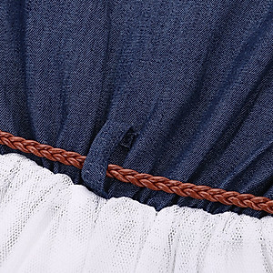 Toddler Kids Baby Girls Princess Dress Sleeveless Lace Denim Top Stitching Tulle Tutu Skirts Clothes (3-4 Years, White)