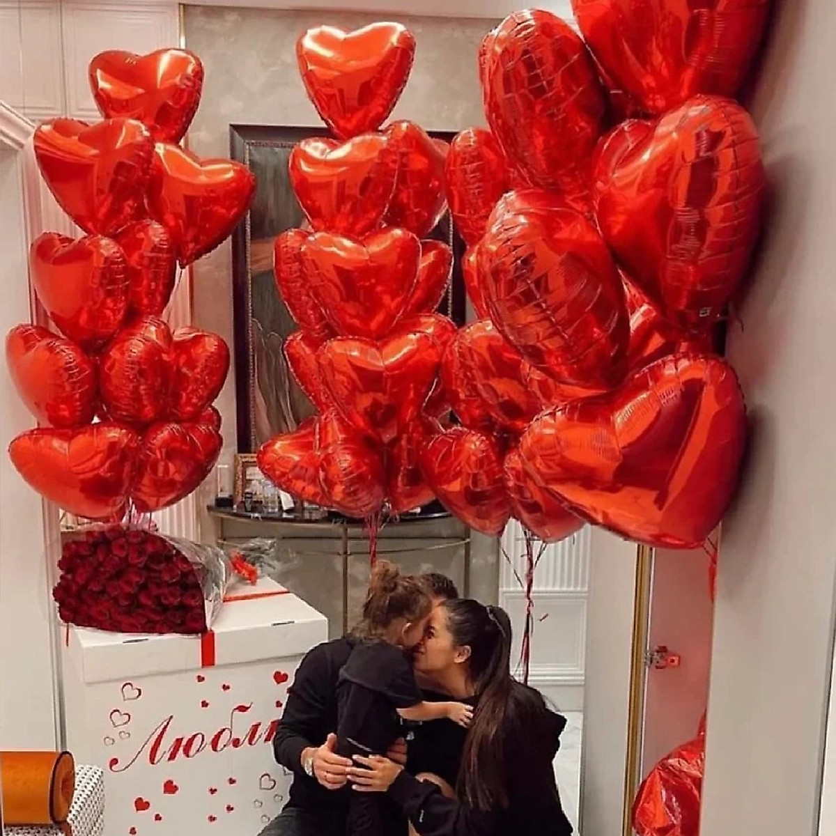 20 Pcs Red Heart Balloons 18 Inch Valentines Day Decoration Foil Heart shaped Balloons Helium Mylar Balloons Foil Balloon for Women Kids Birthday Wedding Proposal Bridal Bachelorette Party Decor