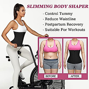 MICOHPKLE Waist Trainer for Women Corset Waist Cincher Tummy Control Bustier Shapewear Slim Body Shaper Workout Girdle (Large, Black)