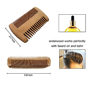 Beard Comb & Beard Brush Set Natural Boar Bristle Brush and Dual Action Pear Wood Comb to Spread Balm or Oil for Growth - Softness Exfoliates Skin Helps Softening and Conditioning