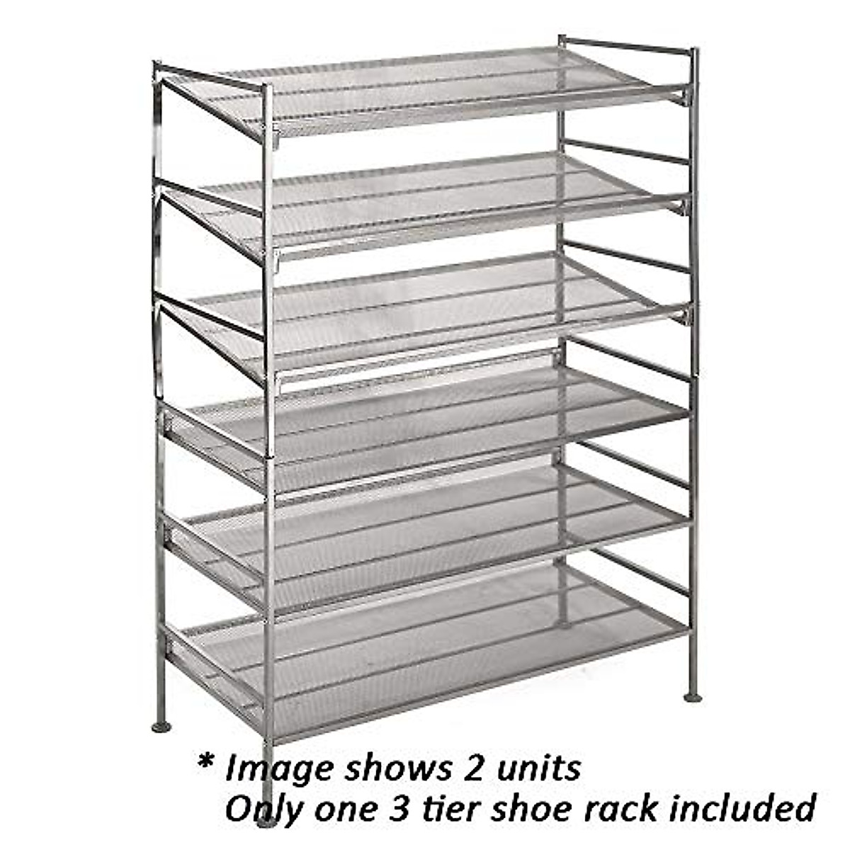 Seville Classics 2-Tier Iron Mesh Utility Shoe Rack, Silver