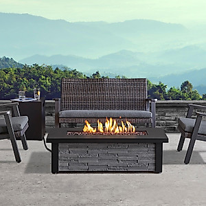 Lakeview Mysticwood 48-Inch Rectangle Natural Gas Fire Table - Stacked Stone - (Ships as Propane w/NG Conversion Kit) - SC-C1460NG-SS