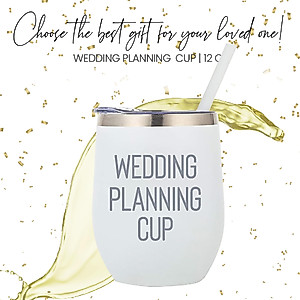 Wedding Planning Cup - Great Engagement Gifts for Women - 12oz Future Mrs. Cup Wine Tumbler with Lid and straw! Perfect Engagement Gift For her, Gifts for Bride Wine Glass, or Fiance Gifts for Her