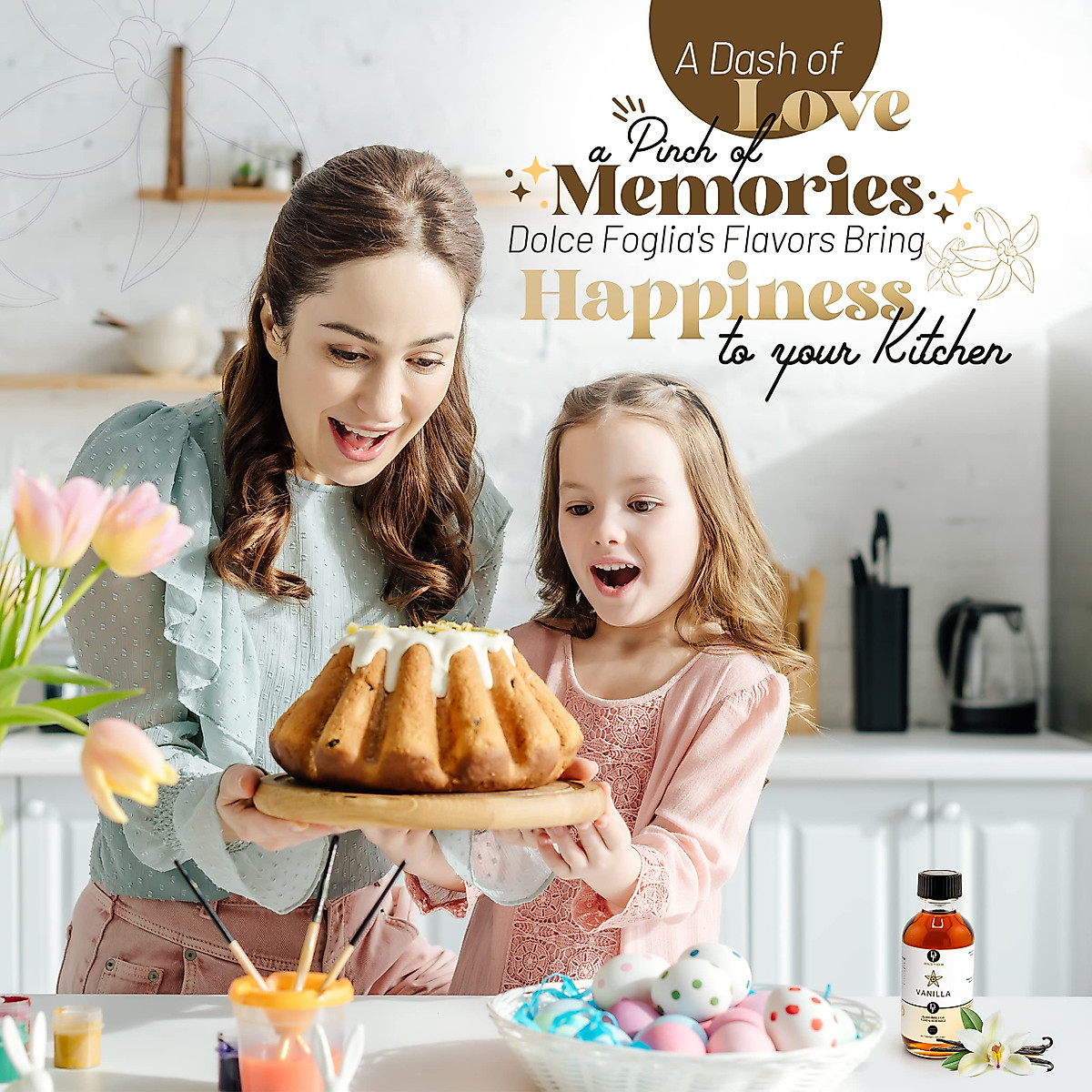 Dolce Flav Vanilla Extract 2 oz – Kosher, Sugar-Free, Concentrated Vanilla Flavoring for Baking, Cookies & Desserts, Includes Measured Dropper