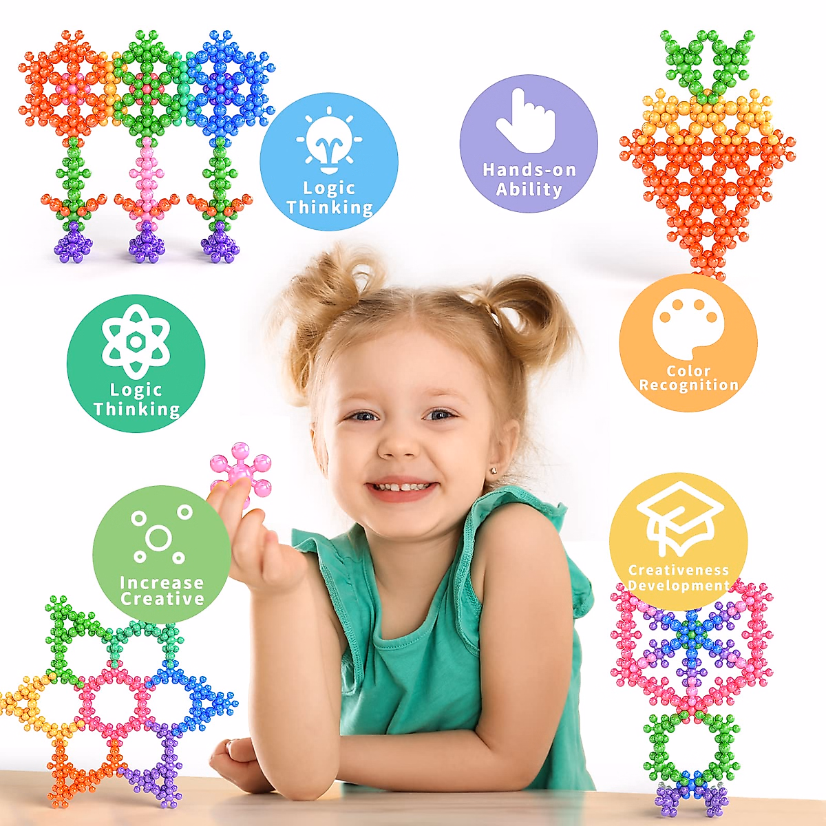 BABY HOME 400 Pieces Building Blocks Kids STEM Toys, Interlocking Solid Plastic Educational Toys Sets for Preschool Kids Boys and Girls Aged 3+, Safe Material Creativity Kids Toys