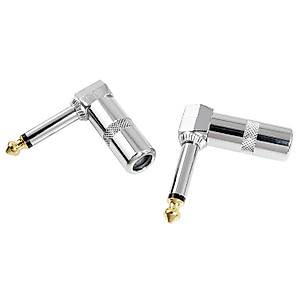 Longdex Audio 1/4 inch Right Angle Plug 2PCS 6.3mm 90 Degree TS Mono Male Solder-On Connector Microphone Phone Jack Adapter