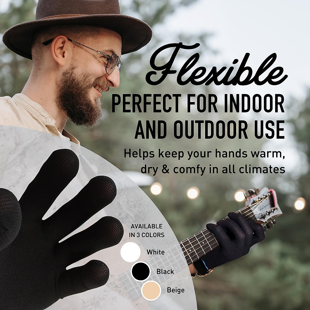 MUSICIANS PRACTICE GLOVE - 1 Glove - Finger & Hand issues (Medium, Black)