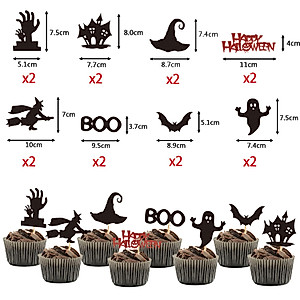 Halloween Cupcake Stand Halloween Dessert Table Display Set-3 Tier Cup Cake Tier Stand+16PCS Cake Cupcake Toppers Halloween Party Decoration Cupcake Tower Cupcake Stand for 24 Cupcakes (A)