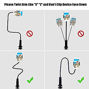 WANBY Phone Holder Bed Gooseneck Mount Mobile Phone Holder Table Stand Flexible 360° Rotation Cell Phone Clip Holder Lazy Bracket Mount for All Smart Phone Microphone