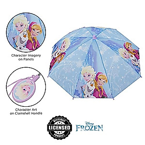 Disney girls Frozen Kids Umbrella and Slicker, Elsa and Anna Rainwear Set for age 2-7 Umbrella, Light Purple, MEDIUM 4-5 US